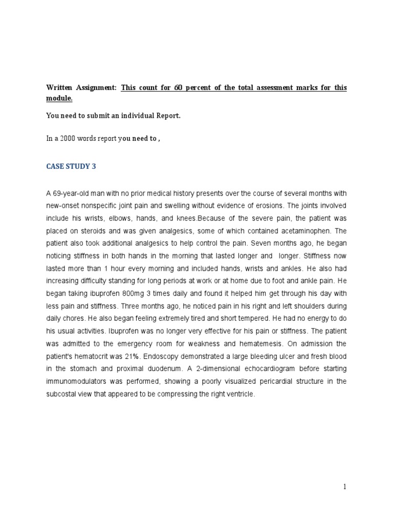 Sample Case Study-2-1 | PDF | Medical Diagnosis | Clinical Medicine