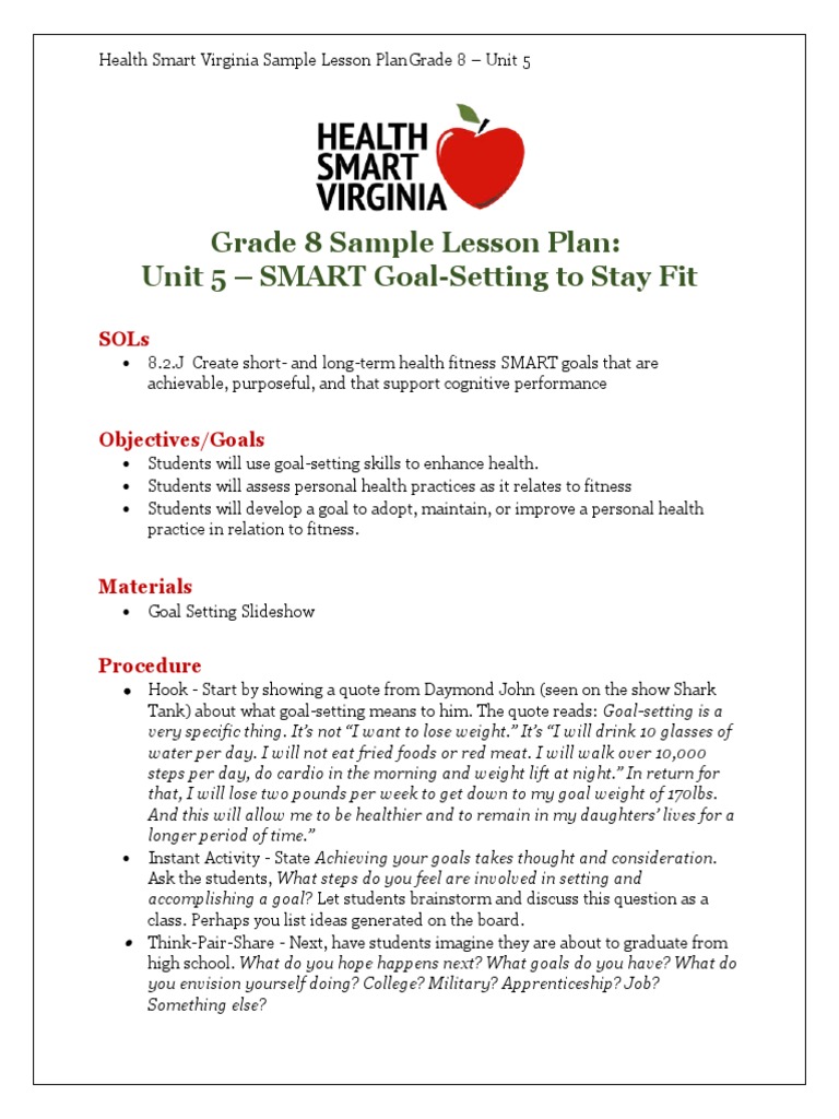 SMART Goal-Setting for 8th Graders | PDF | Goal | Goal Setting