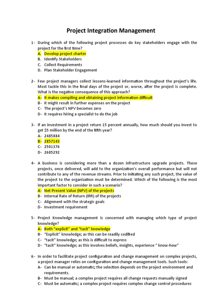 Project Integration Management | PDF | Project Management | Internal ...