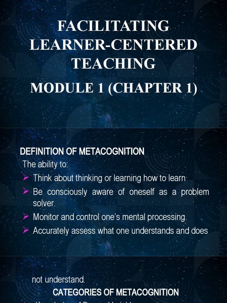 Facilitating Learner-Centered Teaching: Module 1 (Chapter 1) | PDF ...