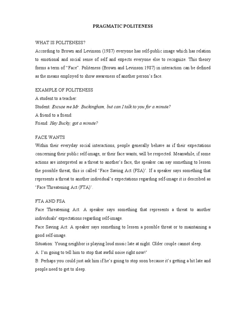 Pragmatic Politeness | PDF | Human Communication | Neuropsychological ...