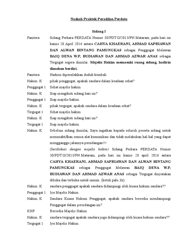 Contoh Skenario Perdata-1 | PDF