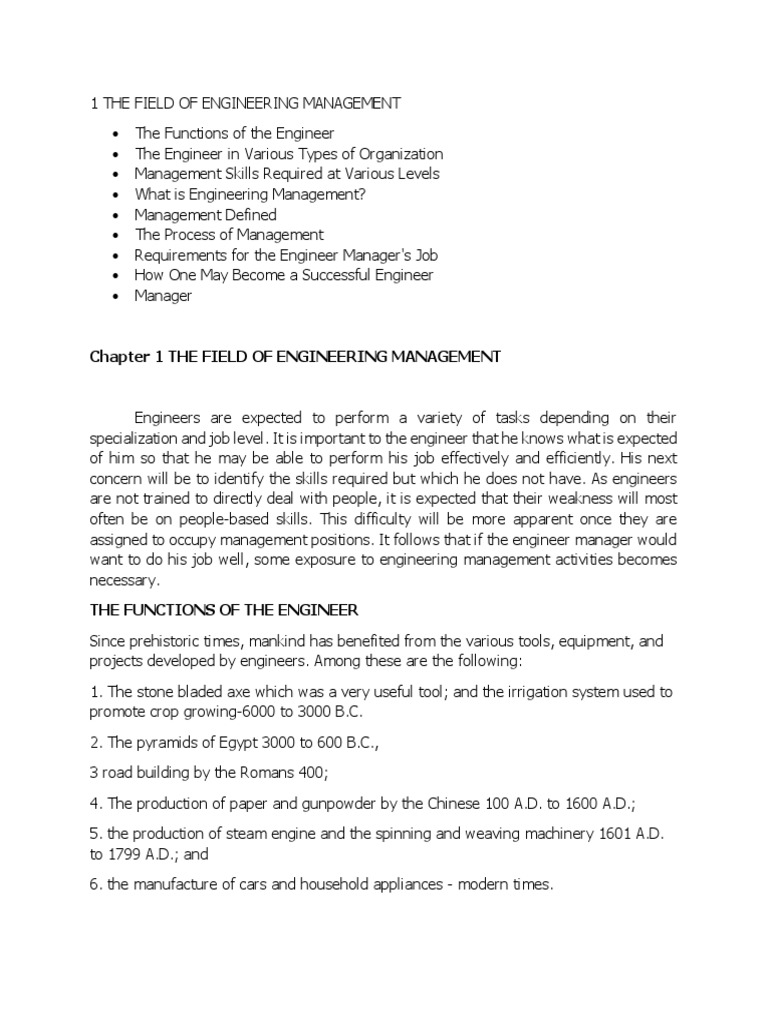 Chapter 1 The Field of Engineering Management | PDF | Decision Making ...