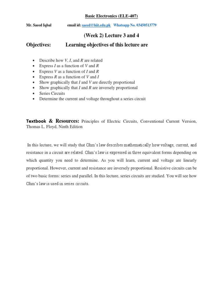 (Week 2) Lecture 3 and 4 Objectives: Learning Objectives of This ...