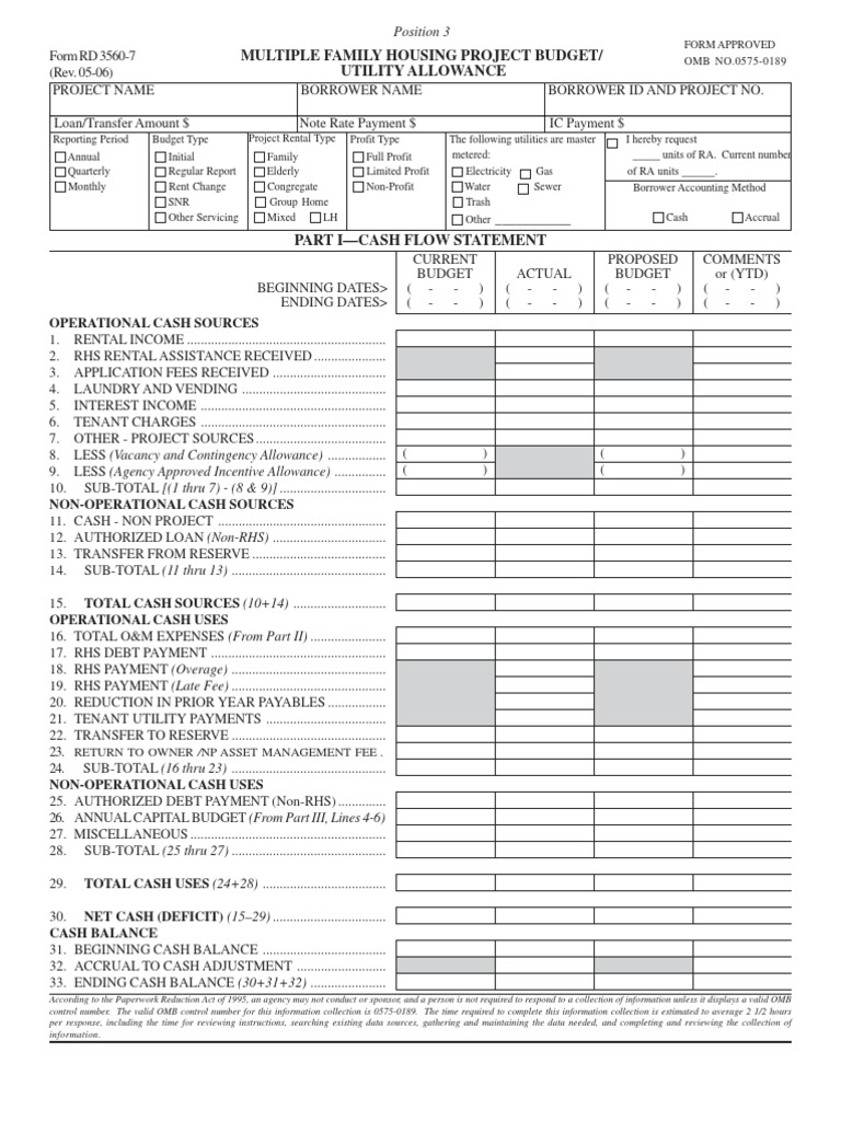 usda FORM 3560-07 | Budget | Expense