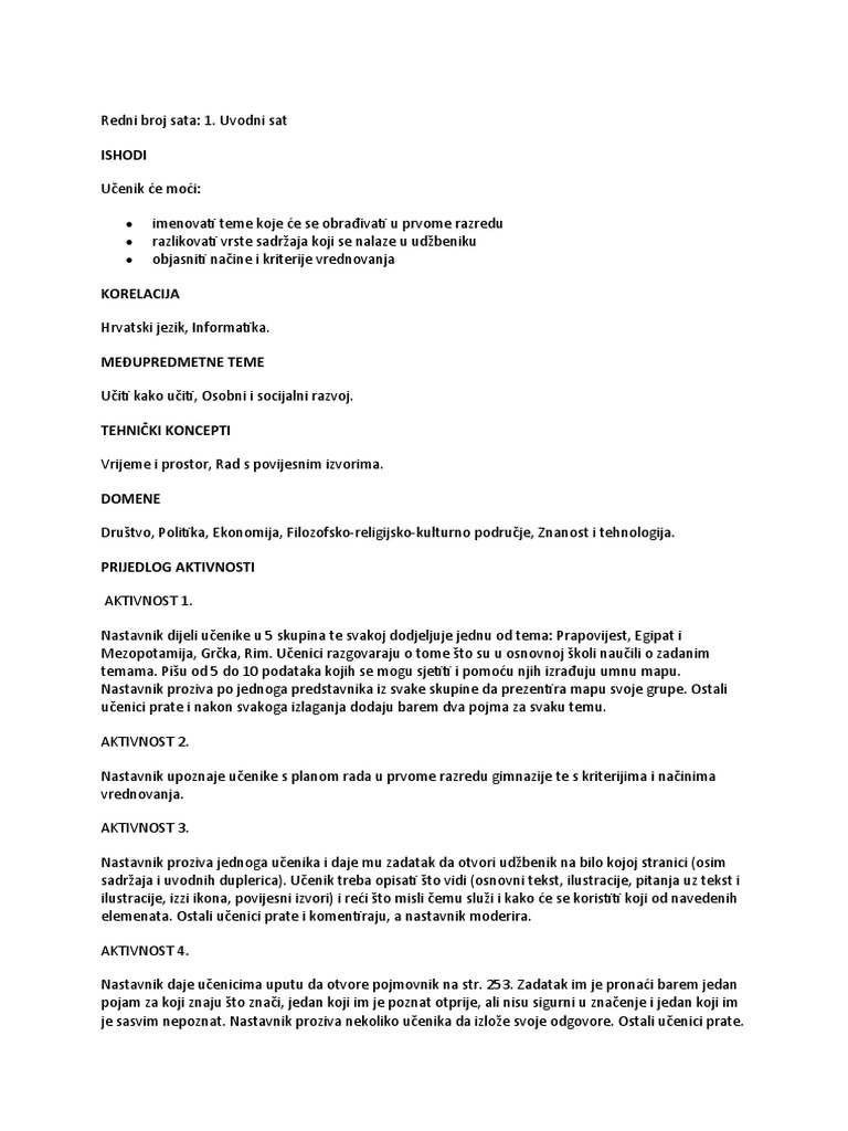 1 - Uvodni Sat | PDF