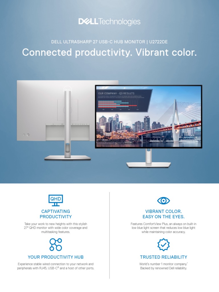 3.1 Dell UltraSharp 27 USB-C Hub Monitor U2722DE Data Sheet | PDF ...