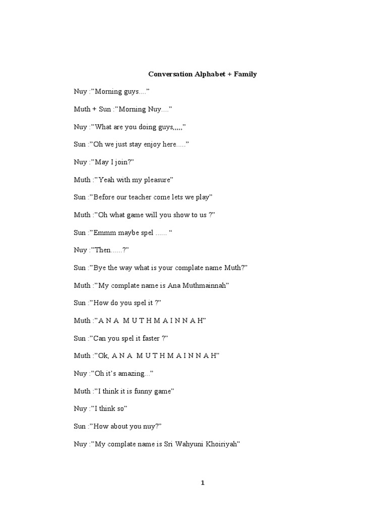 Conversation Alphabet + Family | PDF