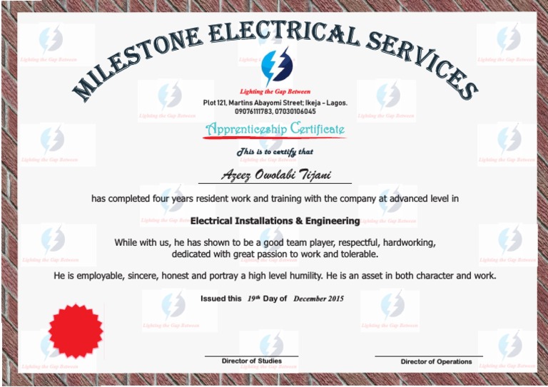 Electrical Cert | PDF