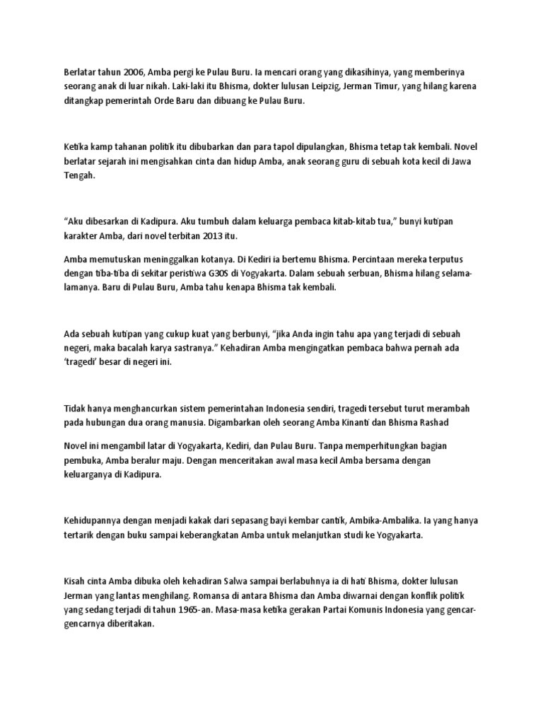 Sinopsis Amba 1 | PDF | Fiksi Umum