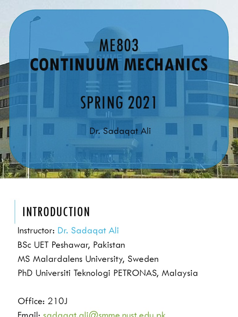 ME803 SPRING 2021: Continuum Mechanics | PDF | Continuum Mechanics | Fluid Mechanics