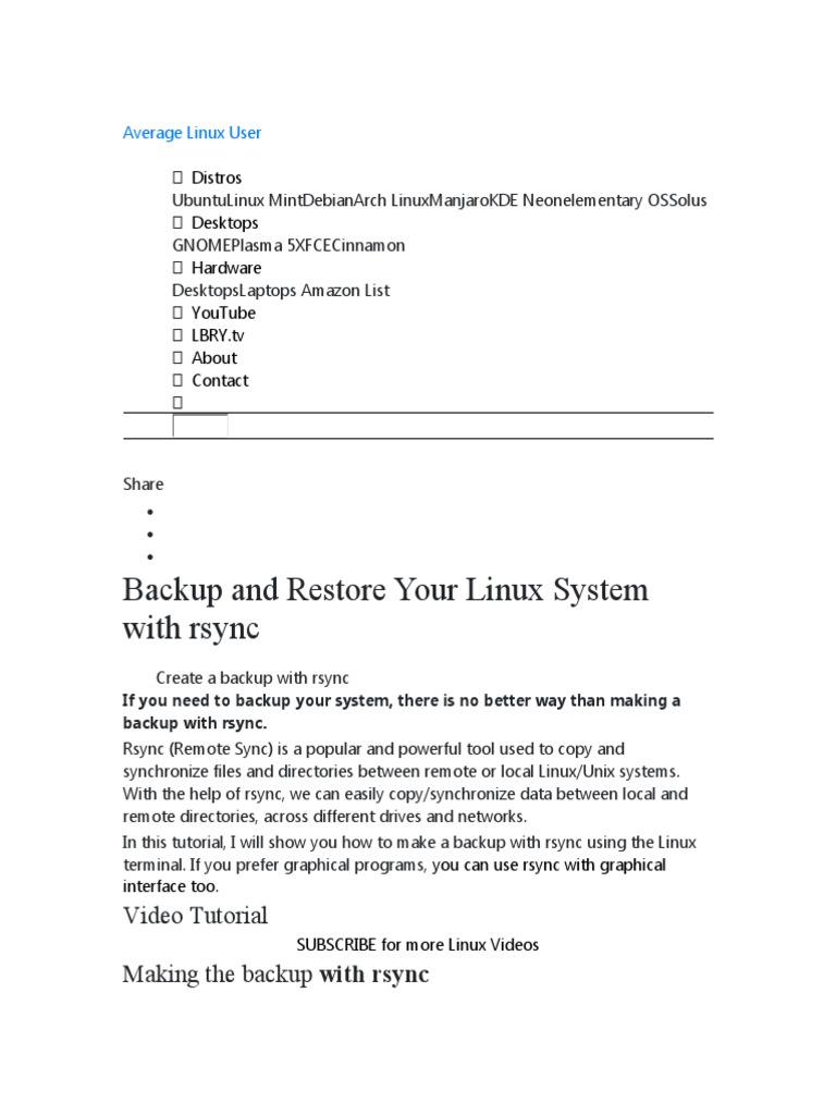 Backup and RestoreOnLinux | PDF | Backup | Linux