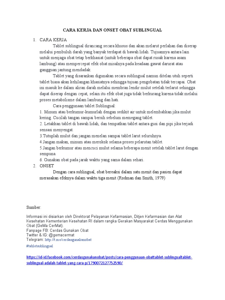 Cara Kerja Dan Onset Obat Sublingual | PDF