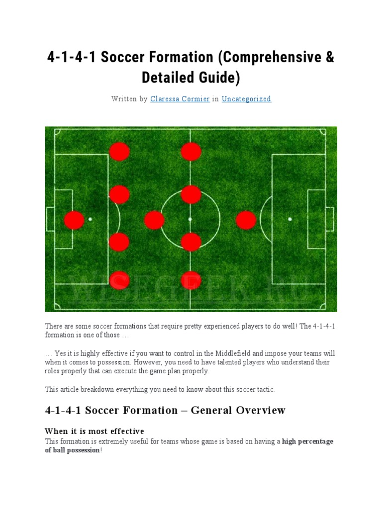 4-1-4-1 Formation Explained | PDF | Forward (Association Football ...
