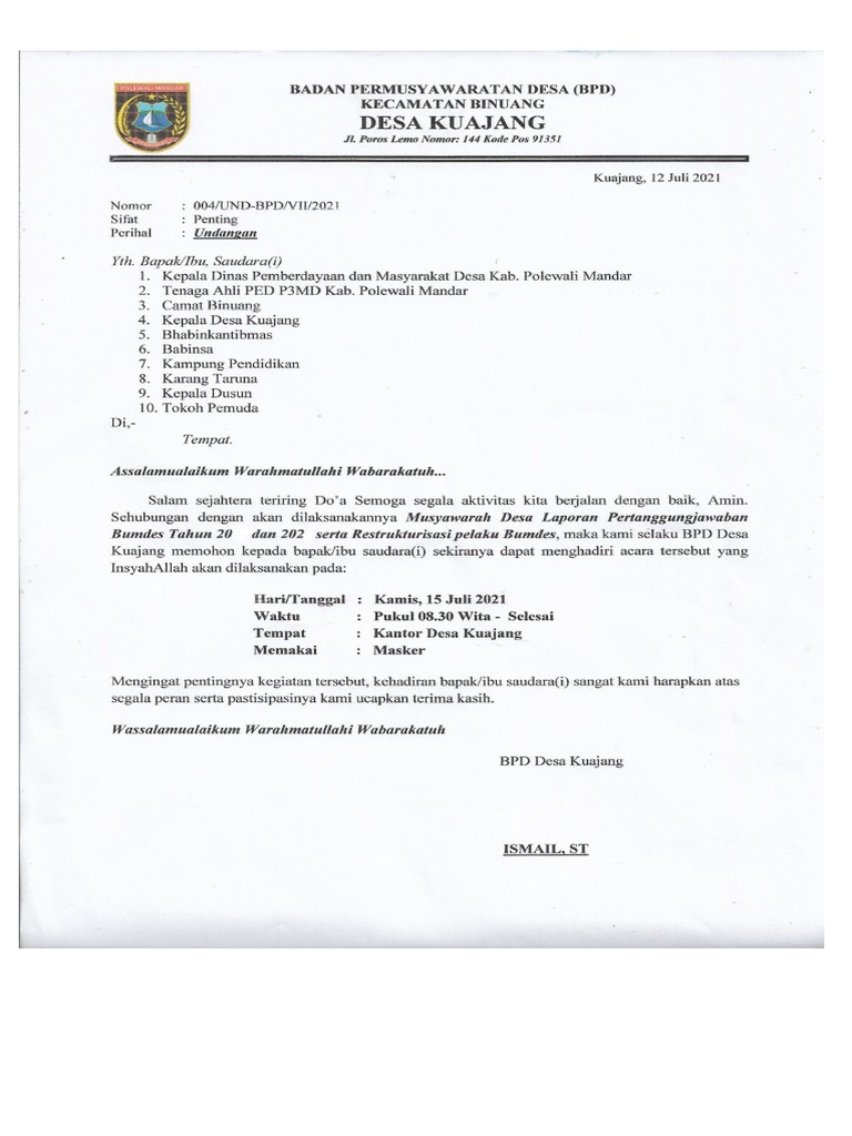 Undangan BPD Bumdes 2021 | PDF