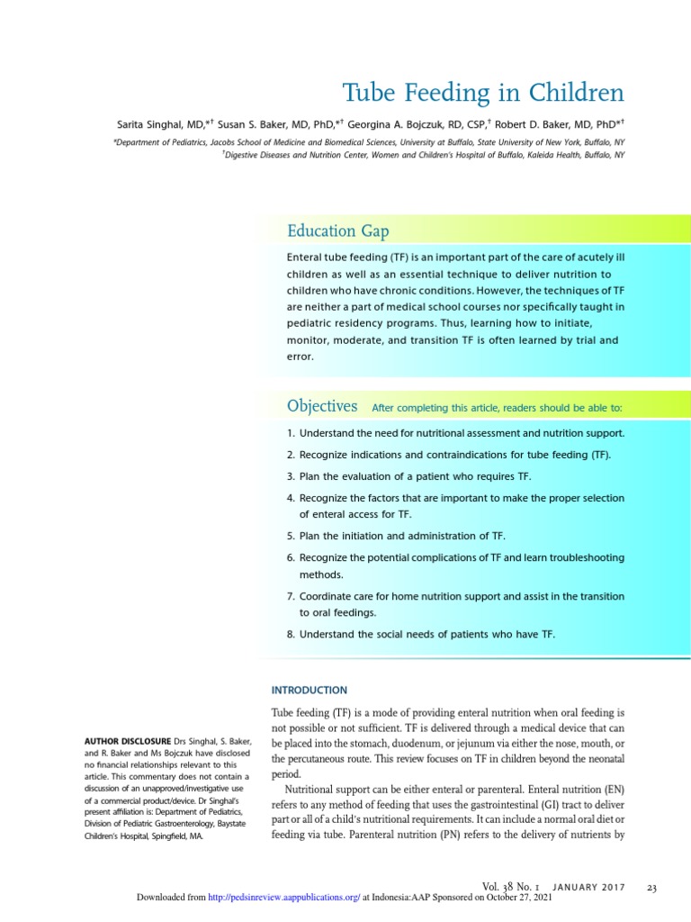 Tube Feeding in Children | PDF | Stomach | Milk
