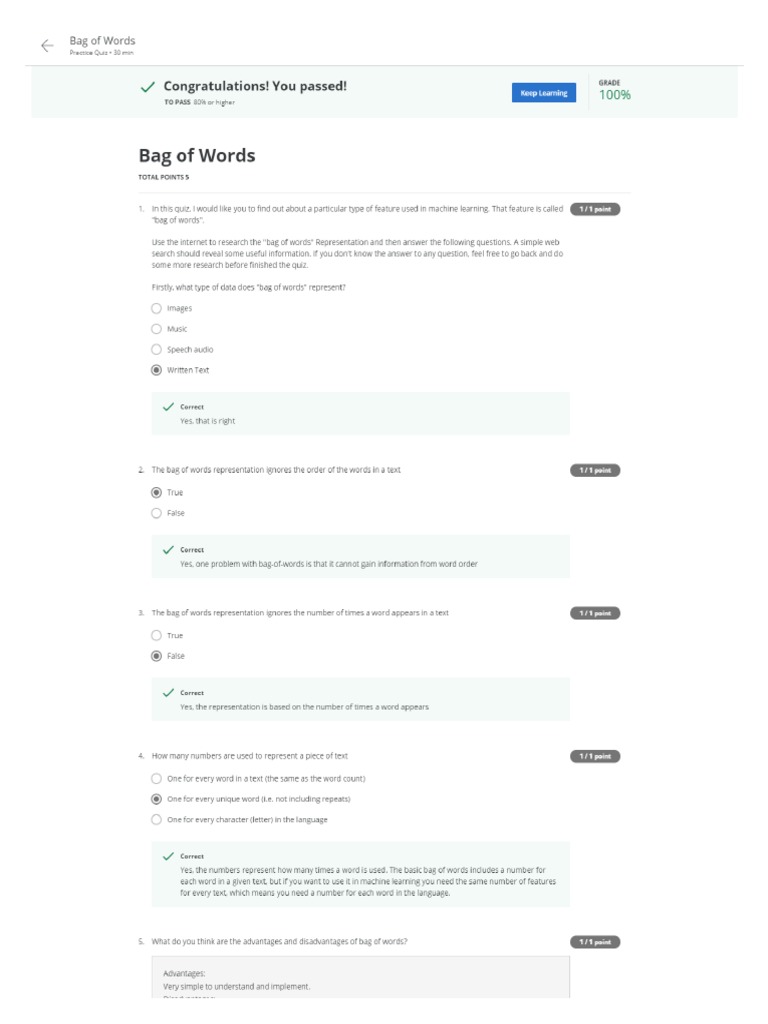 Screencapture Coursera Org Learn Uol Machine Learning For All Quiz ETgaV Bag of Words Attempt ...