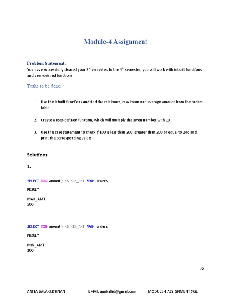 Module 4 Assignment - SQL | PDF