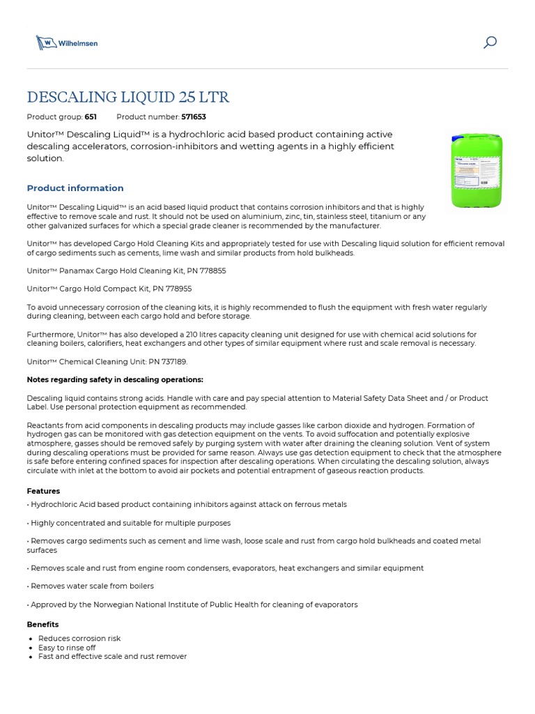 Descaling Liquid 25 LTR: Marine Chemicals | PDF | Rust | Corrosion