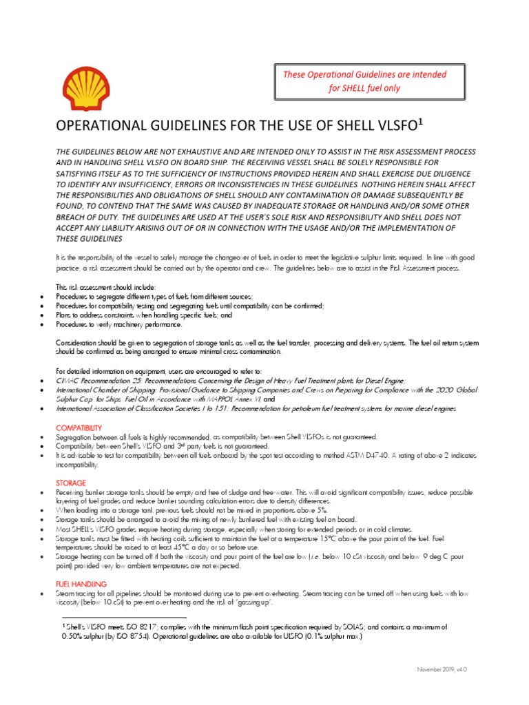 Shell Operational Guidelines For VLSFO | PDF | Fuel Oil | Viscosity