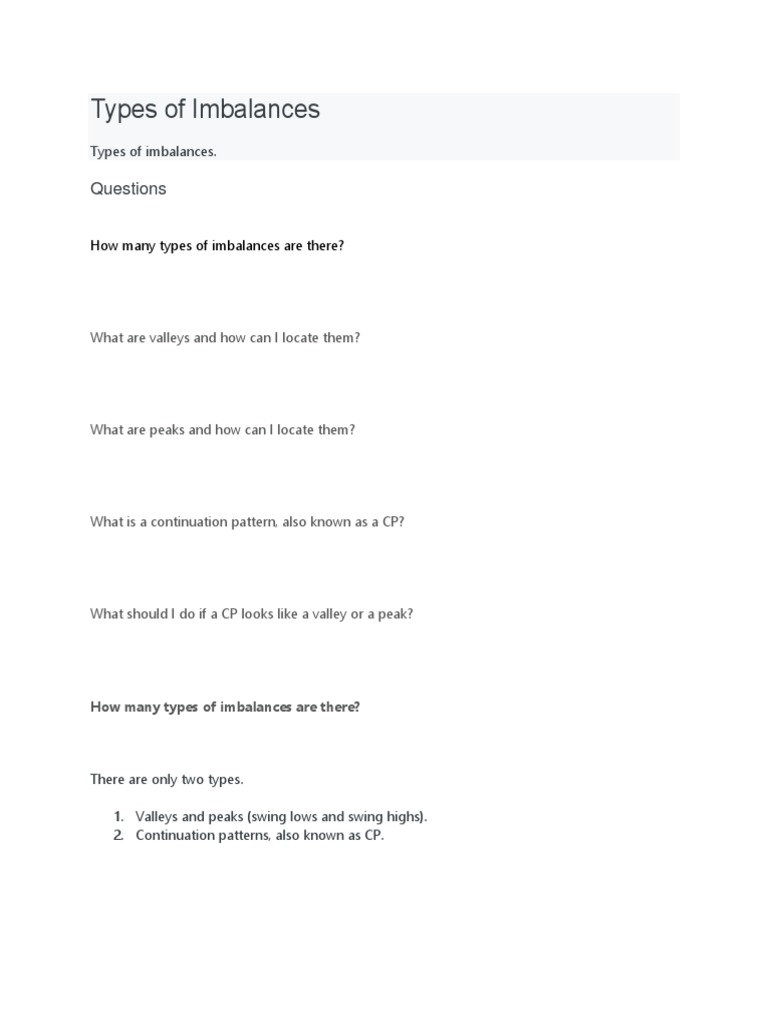 Types of Imbalances: Questions | PDF | Market Trend | Market (Economics)