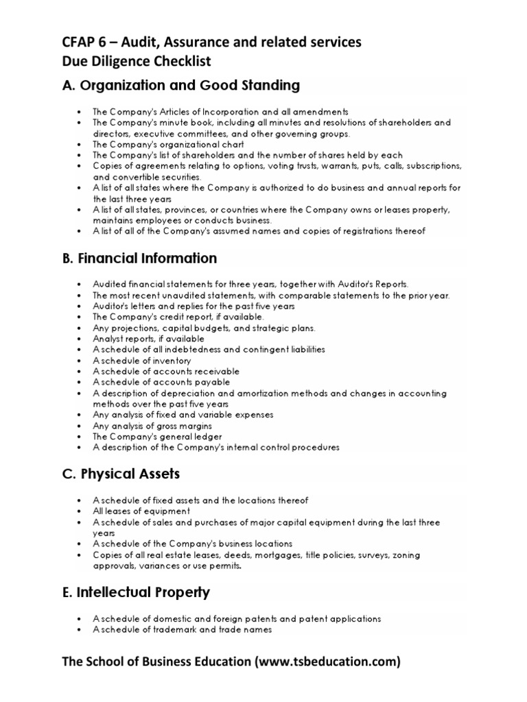 Due Diligence Checklist | PDF | Employment | Liability Insurance