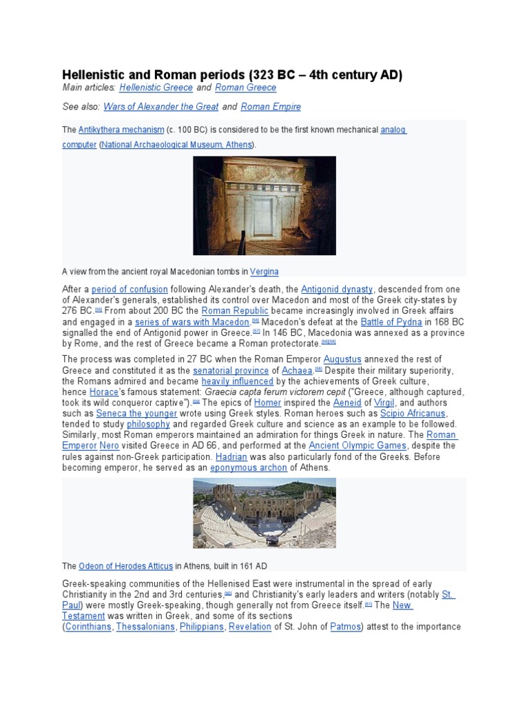 Hellenistic and Roman Periods (323 BC - 4th Century AD) | PDF | Greece ...