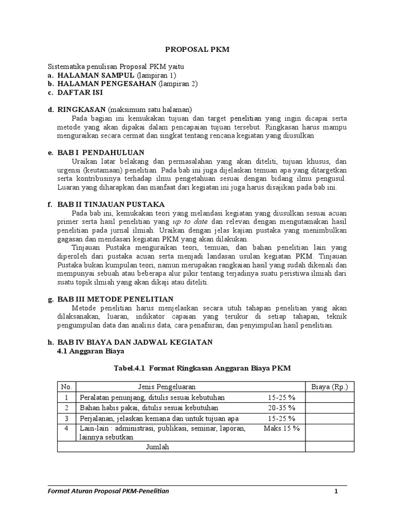 B. Format Aturan Proposal PKM Ed P | PDF