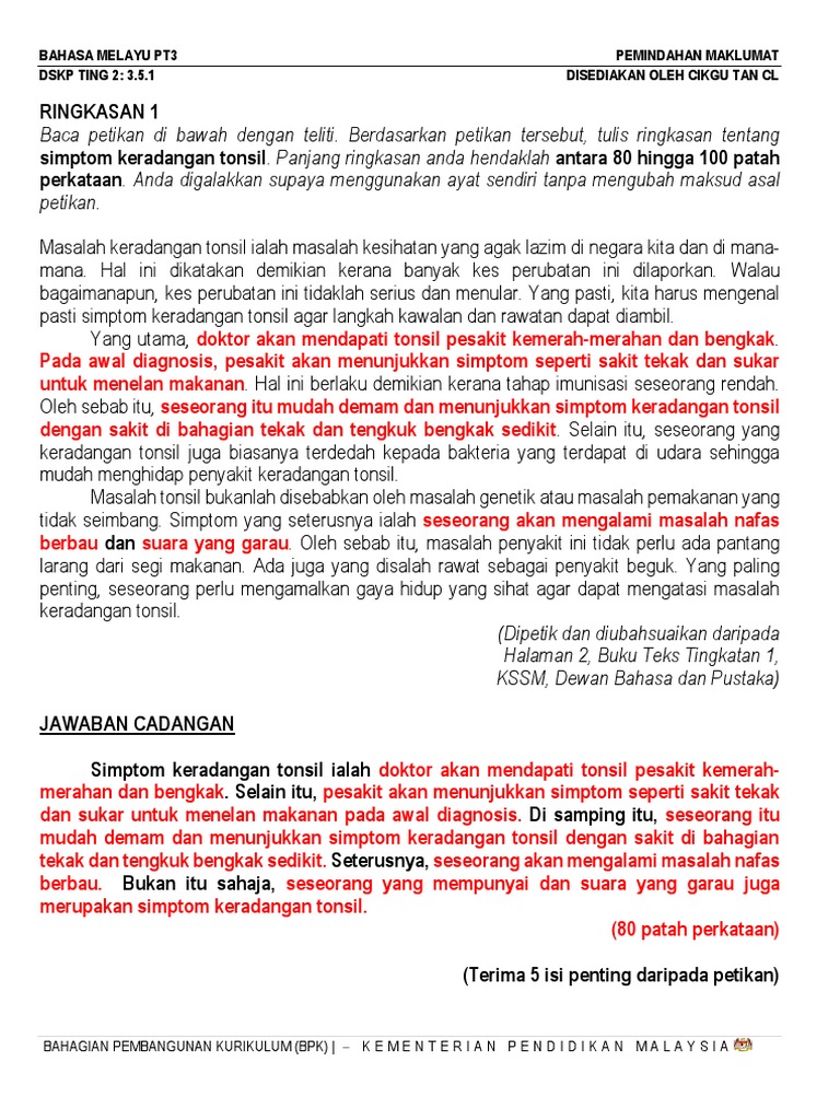 (Edisi Guru) (Ting 2) Set 1 - Latihan Ringkasan PKP | PDF