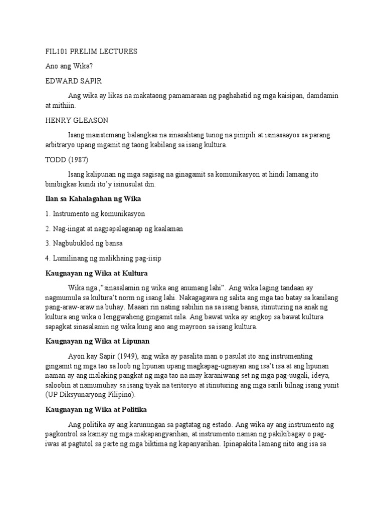 Fil101 Prelim Lectures | PDF