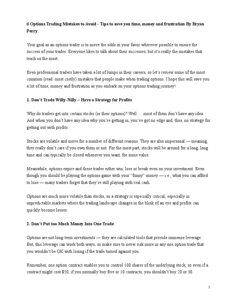 6 Options Trading Mistakes To Avoid - Tips To Save You Time, Money and ...