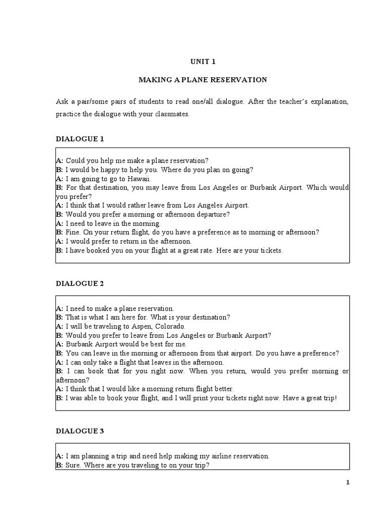 Ask A Pair/some Pairs of Students To Read One/all Dialogue. After The ...