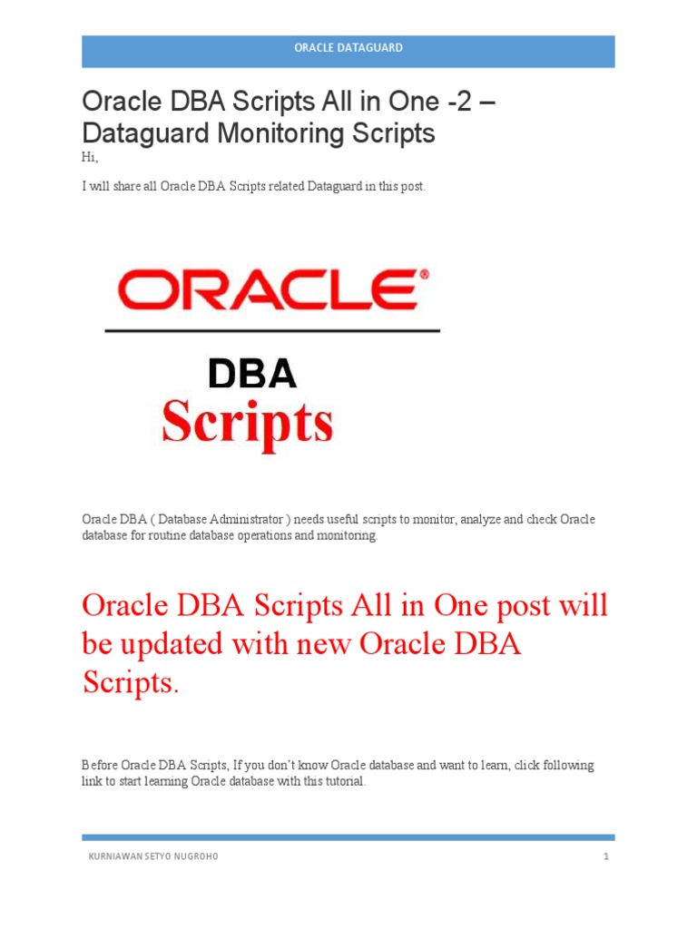 Oracle DataGuard Monitoring Script | PDF | Data | Databases