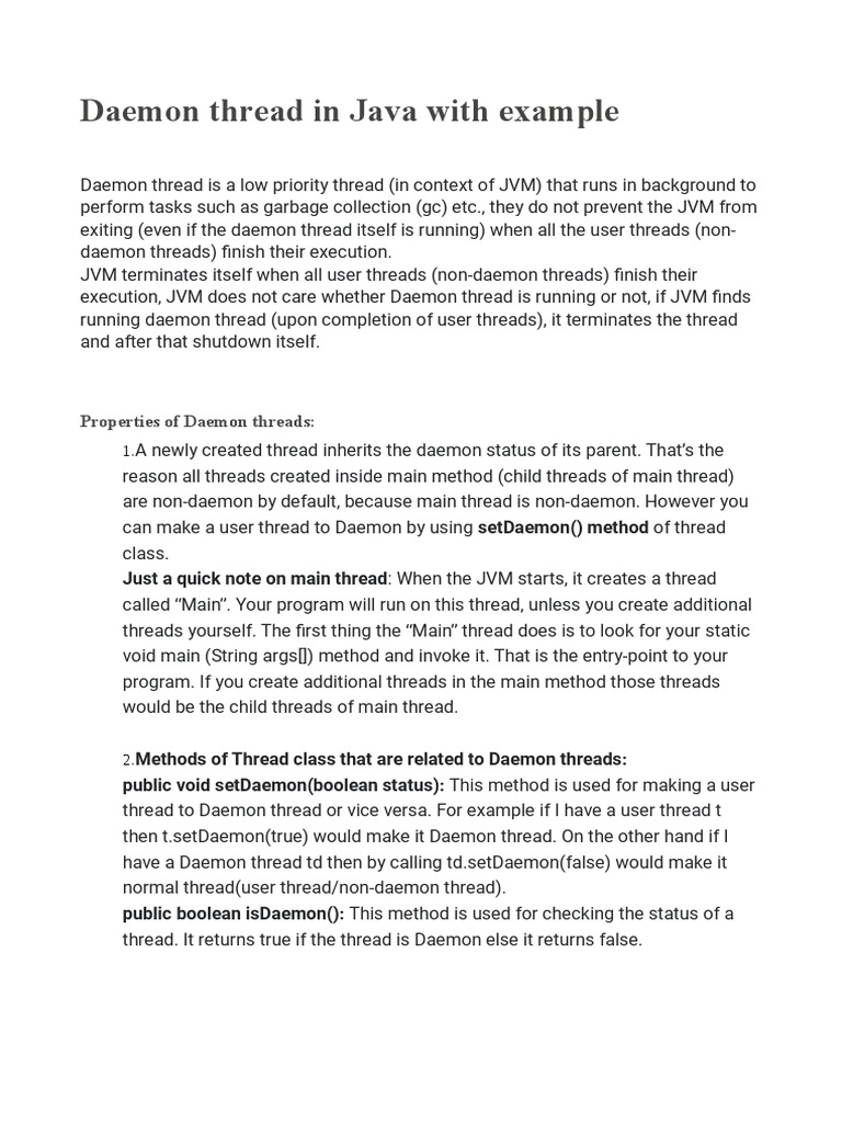 Daemon Thread | PDF | Java Virtual Machine | Thread (Computing)