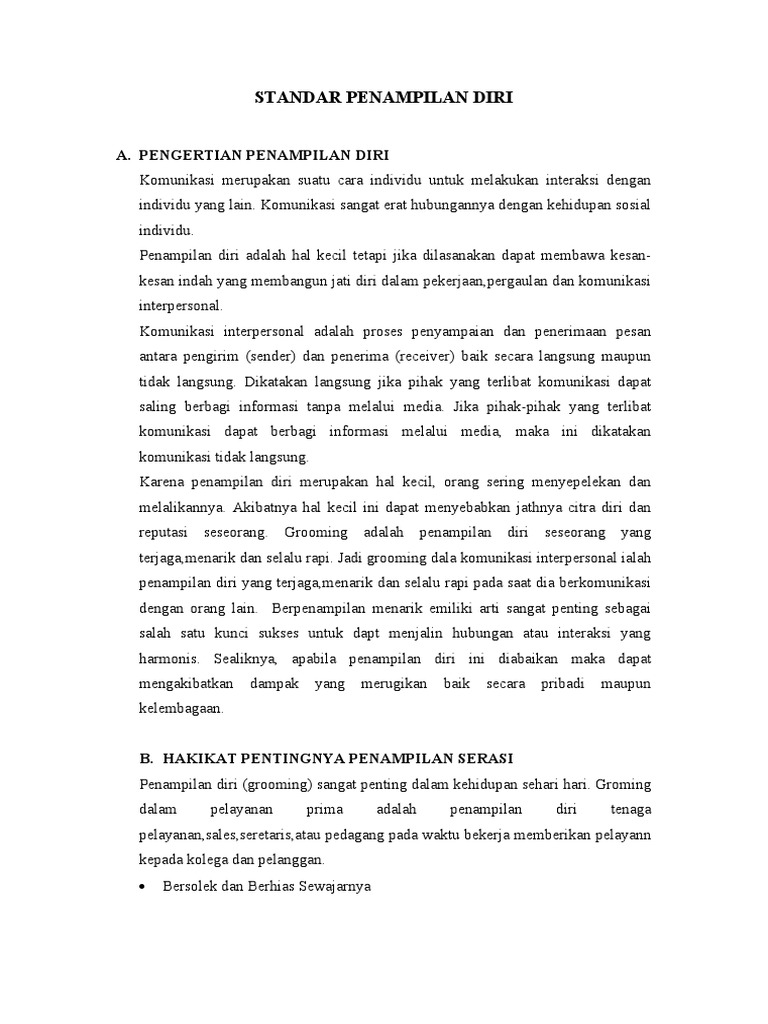 Standar Penampilan Diri | PDF | Karier & Perkembangan | Pengembangan Diri