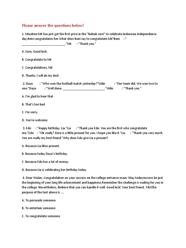 Congratulation Quiz Task 8 | PDF