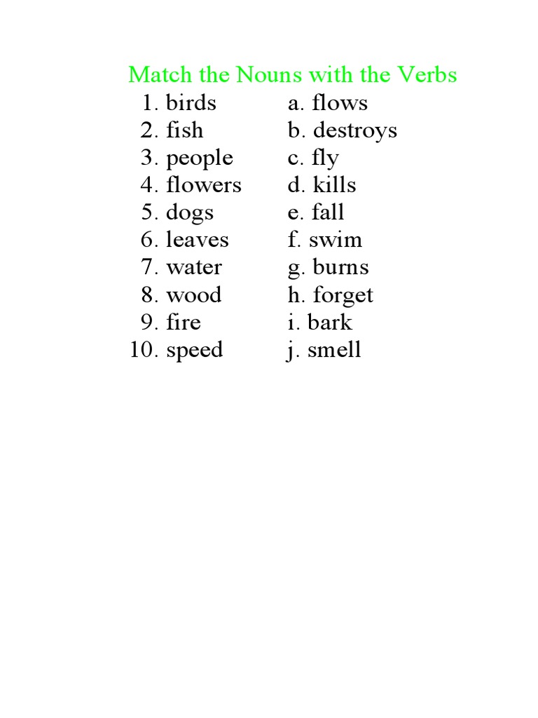 Match The Nouns With The Verbs | PDF