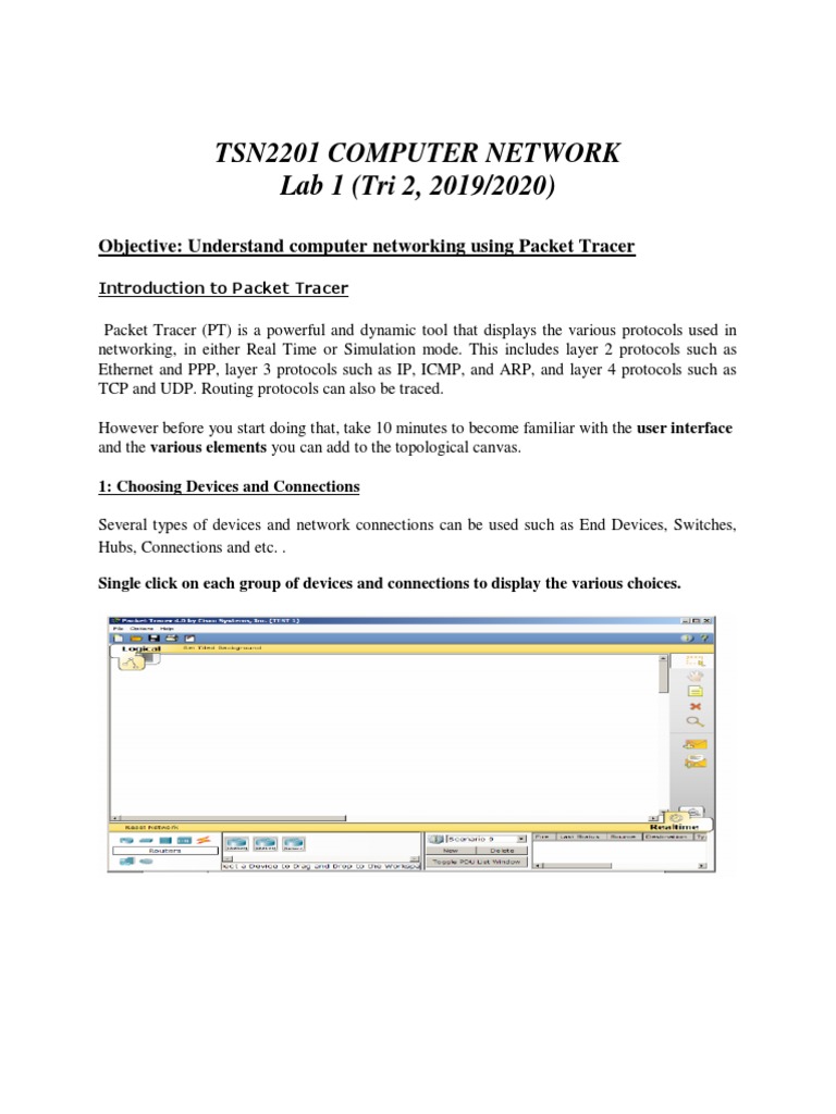 Tsn2201 Computer Network Lab 1 (Tri 2, 2019/2020) : Objective ...