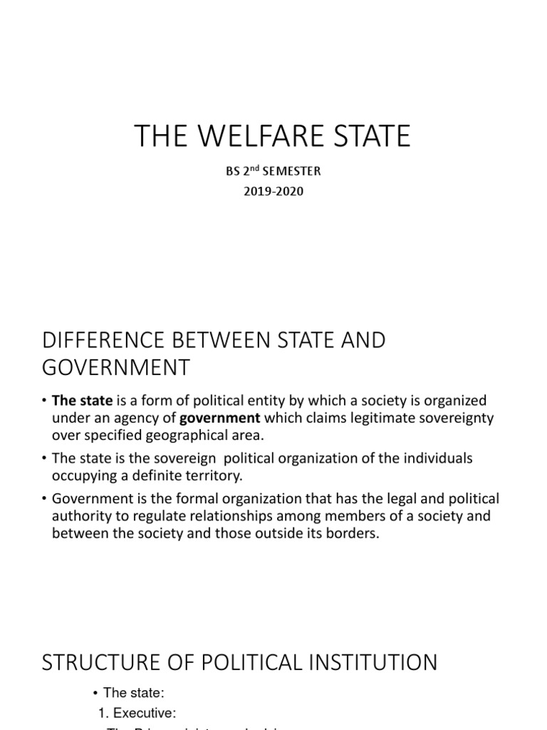 The Welfare State: BS2 Semester 2019-2020 | PDF | Welfare State | Welfare
