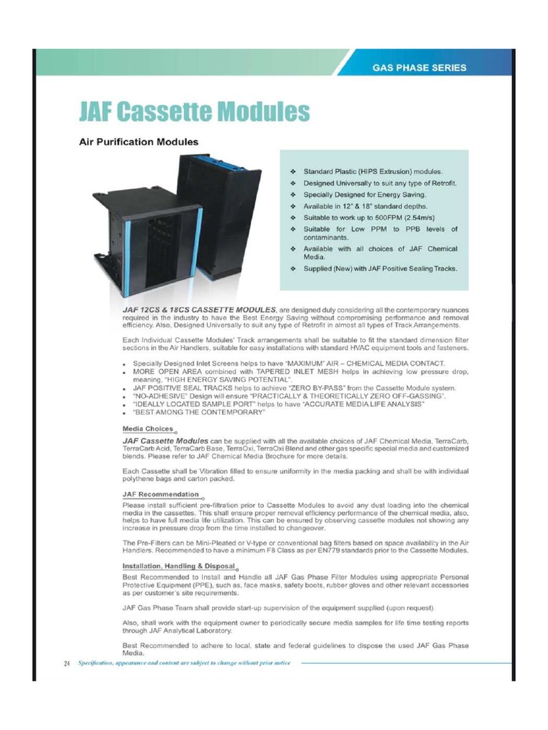 JAF Carbon Filter Cassette Modules | PDF