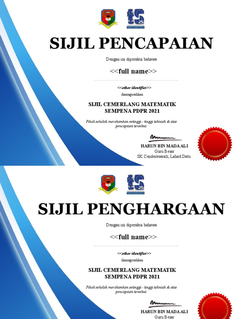 Template Sijil 1 | PDF