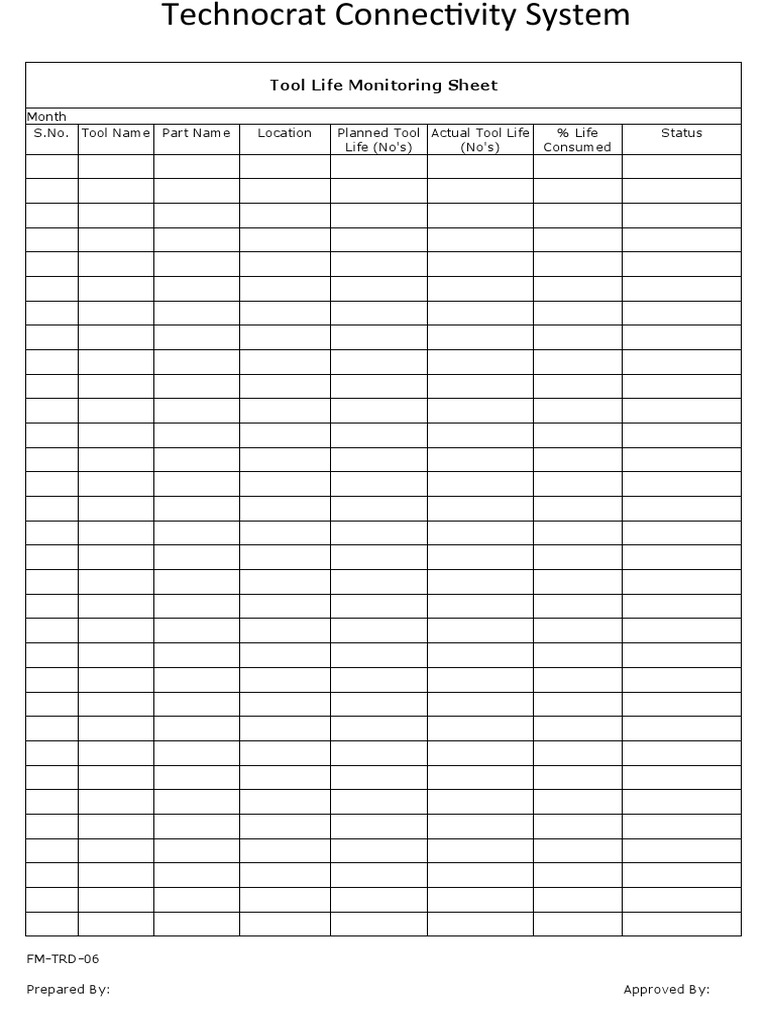 67 FM-TRD-06 Tool Life Monitoring | PDF | Law | Computers