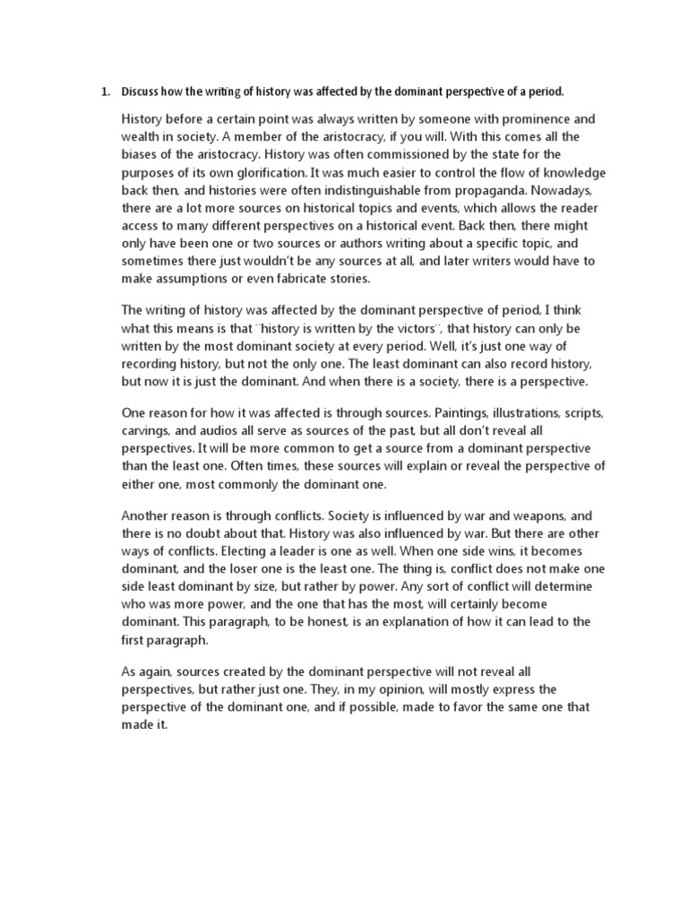 Dominant Perspectives in Historical Writing | PDF | Writing | Social ...