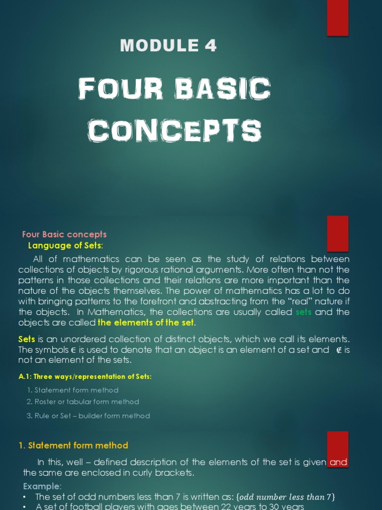 MMW - Module 4 Basic Concepts 2021 | PDF | Set (Mathematics) | Numbers