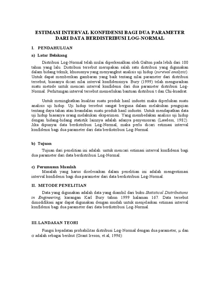 Materi 8 (2 Parameter, Berdistribusi Log Normal) | PDF