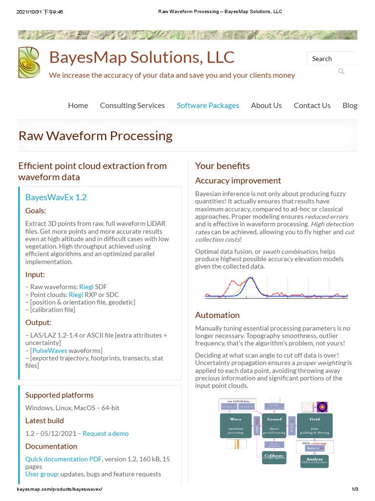 Raw Waveform Processing - BayesMap Solutions, LLC | PDF | Lidar | Computing