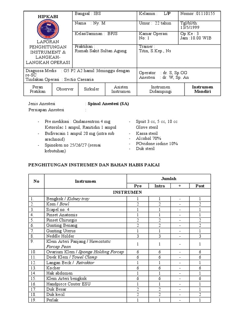 Laporan Operasi SC | PDF