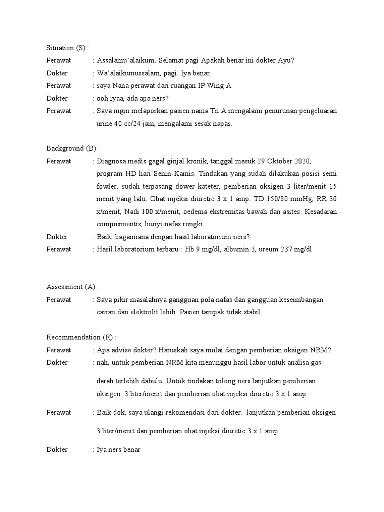 Contoh SBAR | PDF