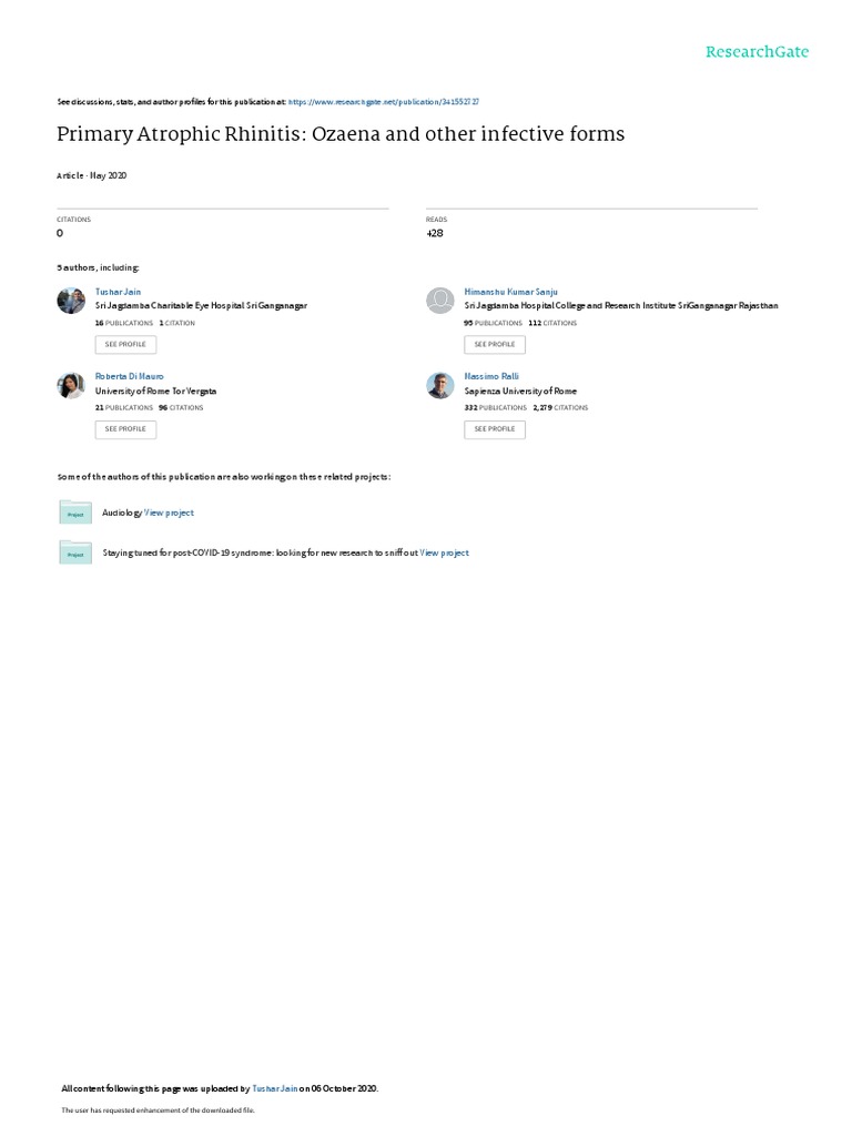 Ozaena 1 | PDF | Mucus | Infection