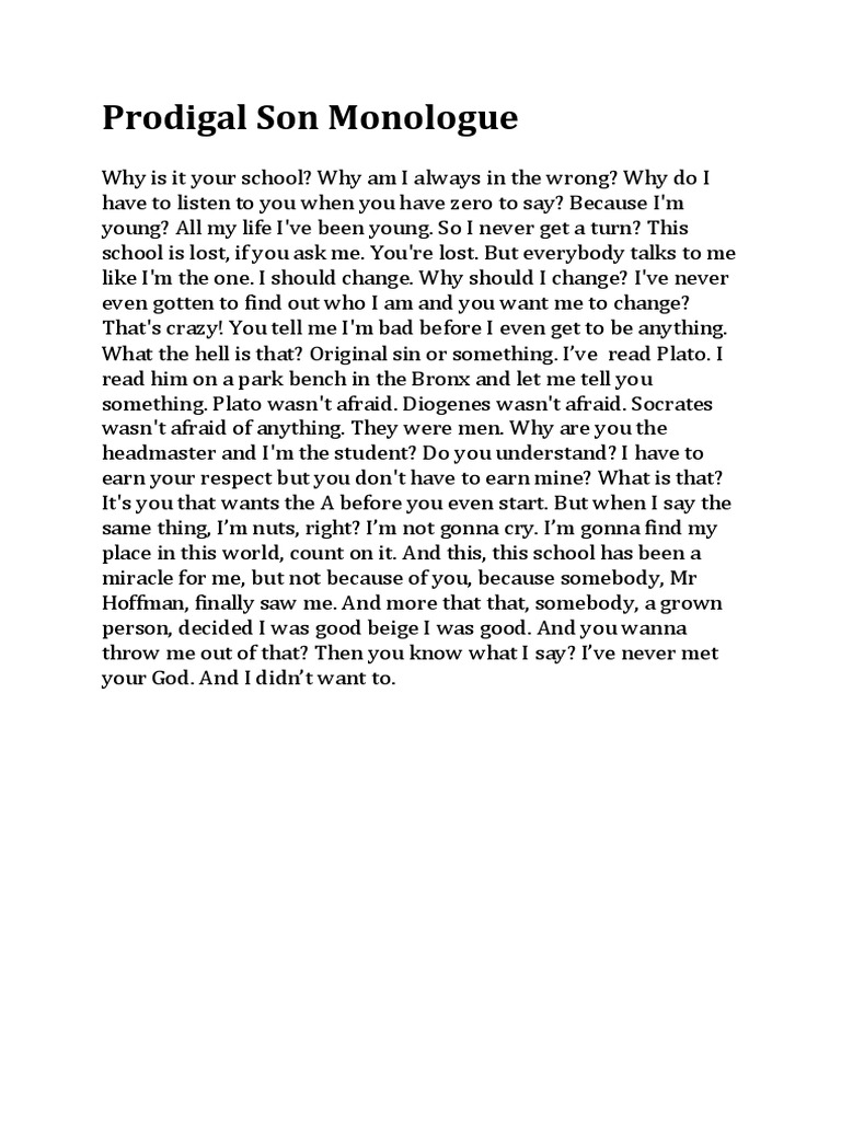 Prodigal Son Actual Monologue 1 | PDF